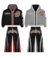 China Custom Heavyweight Acid Wash Flared Sweatpants and Hoodie Sets Unisex Wholesale Triple Layer Distressed Zip up Men Sweatsuit for sale