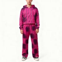 China Wholesale Custom Heavyweight Vintage Jogger Rivet Sweatsuit Streetwear Baggy Triple Zip up Flared Sweatpants and Hoodie Sets for sale