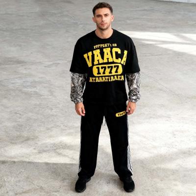 China Wholesale Custom Streetwear Camoflouge Jogger Tracksuit Double Layer Long Sleeve T Shirt and Sweatpants Set Camo Sweatsuit Men for sale