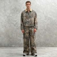 China Wholesale Custom Camoflouge Streetwear Men'S Tracksuit Heavyweight Carpenter Camo Clothing Zipper Jacket and Cargo Pants Set for sale