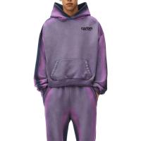 China Hot Sell Streetwear High Quality Men Hoodie Sweatsuit Wholesale Custom Logo Aicd Wash Flared Sweatpants and Hoodie Sets for sale
