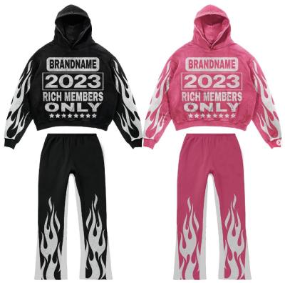 China Unisex Training Wear Oversized  Custom Heavyweight Men'S SweatsuitFlared Sweatpants and Hoodie Sets Tracksuit for Men for sale