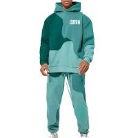 China Factory Wholesale Men'S Hoodie and Sweatpants 2 Pieces Sets Custom Jogger Cotton Plus Size Suits Mens Color Patchwork Tracksuits for sale