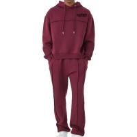 China Custom Football Velvet Sublimation 500 Gsm Set Straight Leg Flared Tracksuit Party Cotton Fabric for Men Women Sweat Suit for sale