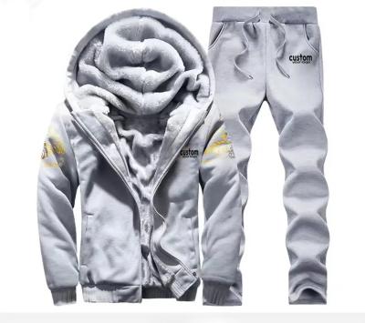 China Factory Supply Men'S Jackets and Pants Custom Winter Warm Clothes Embroidered Plus Size Wool Cashmere Fabric Hoodie Sets for Men for sale