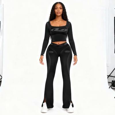 China Custom Print Workout Sets for Women High Quality Y2K Legging Gym Sports Wear Jogger Running Women's 2 Piece Sets for sale