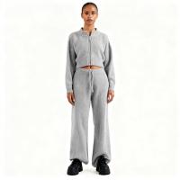 China Autumn Winter Knit Sweatsuit Custom logo Outdoor Casual Zip up Jacket and Baggy Pants Two Piece Sets Jogger Tracksuit for Women for sale