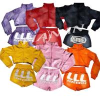 China Wholesale Custom Zipper Jacket and Shorts Two Piece Set Manufacturer High Quality Tracksuit Rhinestones Sweatsuit Set Women for sale