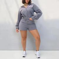 China Custom Puff Print Logo Jogging Women'S 2 Piece Short Sets Y2k Summer Sweatsuit Manufacturer Cotton Two Tracksuits for Women for sale