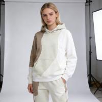 China Manufacturer Custom High Quality Patchwork Heavyweight Sweatshirt Cotton Oversized Boxy Autumn Long Color Block Women's Hoodie for sale