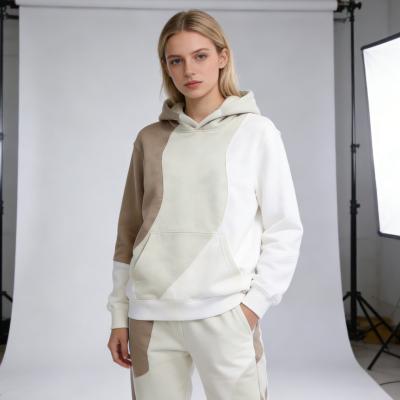China Manufacturer Custom High Quality Patchwork Heavyweight Sweatshirt Cotton Oversized Boxy Autumn Long Color Block Women's Hoodie for sale