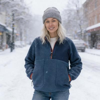 China Manufacturer Custom Winter Warm Regular Fit Plus Size Women's Hoodies&sweatshirts Stand Zip Casual Trendy Sherpa Fleece Hoodies for sale