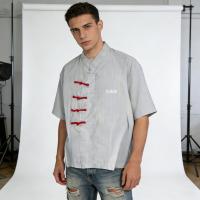 China New Trending High Quality Stripe Summer Shorts Sleeve Shirt Custom Streetwear Vintage Fit Cuban Collar Loose Casual Men's Tshirt for sale