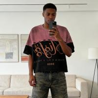 China Custom Men Designer 100% Cotton Heavyweight Vintage Tee Patchwork DTG Screen Print Acid Stone Sun Faded Oversized Boxy T-shirt for sale