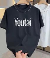 China Manufacturer Wholesale Custom Summer Men'S T-Shirts Blank 100% Cotton Print Graffiti Rivet Design Tee Tshirt for Men for sale