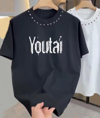China Manufacturer Wholesale Custom Summer Men'S T-Shirts Blank 100% Cotton Print Graffiti Rivet Design Tee Tshirt for Men for sale