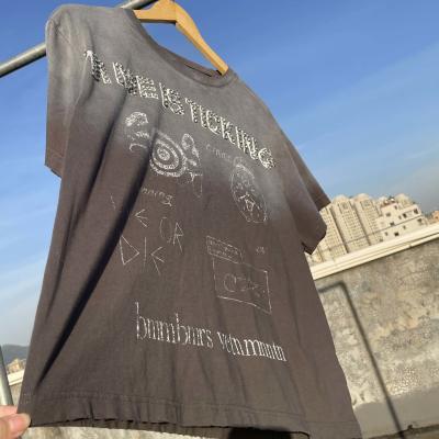 China Manufacturer Custom High Quality Rhinestone Vintage Boxy Cropped Summer T-shirt Shorts Sleeve Cotton Tee Acid Wash Men's T-shirt for sale