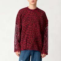 China 2026 Trending Manufacturer Custom Digital Leopard Print Casual Oversized Vintage White Long Sleeve Waffle Knit T-Shirt for Men for sale