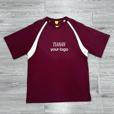 China Manufacturer Custom High Quality Patchwork Round Neck Summer Men's T-shirt Shorts Sleeve 100% Cotton Boxy Baggy T-shirt for Men for sale