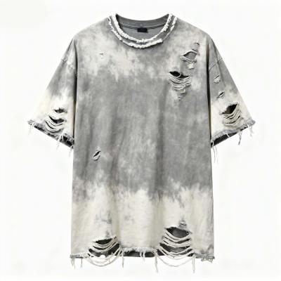 China Heavyweight Streetwear Blank Vintage Acid Wash Men's t Shirt Custom Oversized Short Sleeve Cropped Boxy Baggy Distressed Tshirt for sale