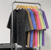 China Custom Logo 100% Cotton Casual Short Sleeve Vintage Acid Washed Plus Size Oversize Printed T-shirts for Men for sale