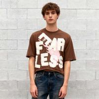 China Custom Distressed Boxy T Shirt for Men Cotton Applique Embroidery Patch Cropped Tee Drop Shoulder Plain Raw Hem T-Shirts for sale