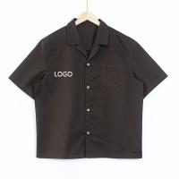China OEM/ODM Brand Loose Half-sleeved Clothing Men's Summer Trend Streetwear Short-sleeved Satin Shirt Print Cartoon Flannel Fabric for sale