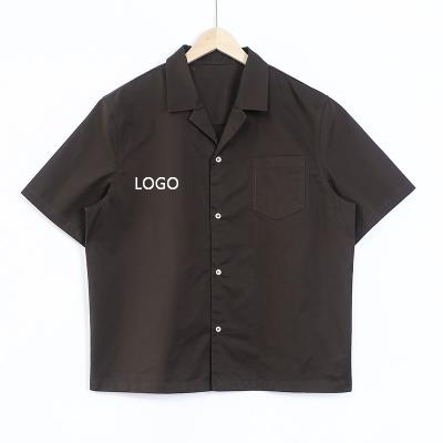 China OEM/ODM Brand Loose Half-sleeved Clothing Men's Summer Trend Streetwear Short-sleeved Satin Shirt Print Cartoon Flannel Fabric for sale