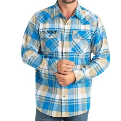 China Wholesale Custom Casual Flannel Plaid Striped Golf Shirts Long Sleeve Camisa De Hombre Plus Size Checked Shirts for Men for sale