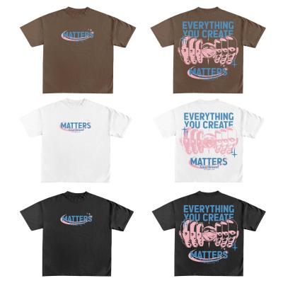 China Streetwear Oversized Heavyweight Tshirts 100% Cotton T-Shirts 300GSM Crew Neck Custom Screen Print Tshirts for Men for sale