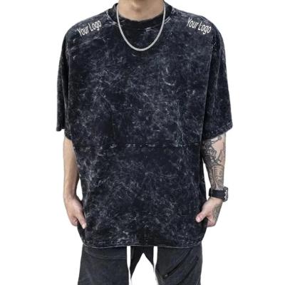 China Custom Logo Faded Plus Size Men'S T-Shirts Wholesale High Quality Printed Acid Wash Vintage Fashion T Shirt for Men for sale