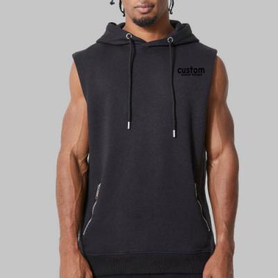 China Custom Logo High Quality Men'S Vest Zipper Hooded Jumper Street Wear Summer Hot Selling Sleeveless Sports Workout Men'S Vests for sale