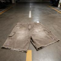 China Manufacturer Custom Y2k Straight Jorts Streetwear Shorts Vintage Ripped Denim Distressed Rhinestone Cargo Summer Jeans Pants for sale