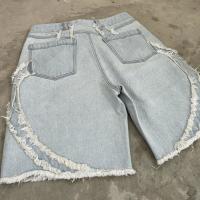 China Summer Streetwear Fashionable Fringed Denim Men's Shorts Custom logo Cotton Straight Leg Tassel Jeans Boxer Shorts for Mens for sale