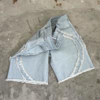 China Summer Streetwear Fashionable Fringed Denim Men's Shorts Custom logo Cotton Straight Leg Tassel Jeans Boxer Shorts for Mens for sale