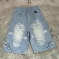 China Manufacturer High Quality Rhinestone Cropped Baggy Streetwear Shorts Custom Acid Wash Jorts Designer Denim Jeans Pants Shorts for sale