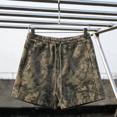 China Customized Camouflage Graphic Camo Print Summer Men's Shorts High Quality Streetwear Drawstring 100% Cotton Baggy Fitness Shorts for sale
