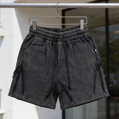 China Heavy Weight Distressed Summer Oversized Elastic Acid Wash Mid Waist Shorts for Men Custom Casual Casual Fashion Shorts for sale