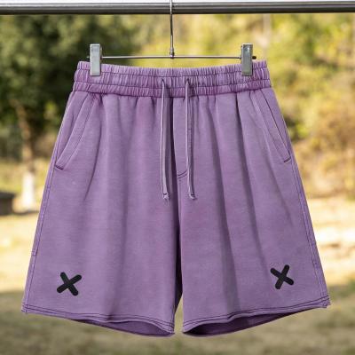China Custom Men French Terry Cotton Shorts 5 Inch Inseam Vintage Acid Wash Distressed Baggy Running Gym Basketball Summer Streetwear for sale