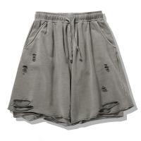 China Drawstring Sweat Shorts Distressed Acid Wash Shorts Summer Pant Vintage Cotton Terry Mens Shorts for sale