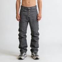 China Custom Factory Wholesale Street Trend Men's Button Fly Raw Japanese Denim Pants Straight Leg Loose Baggy Flare Designer Jeans for sale