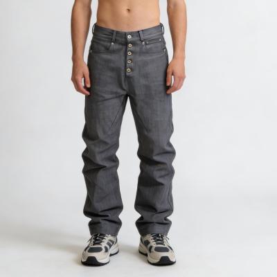 China Custom Factory Wholesale Street Trend Men's Button Fly Raw Japanese Denim Pants Straight Leg Loose Baggy Flare Designer Jeans for sale