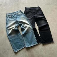 China Fashion Design High Quality Cotton Polyester Straight Leg Vaqueros De Hombres Custom Wash Blue Black Denim Pants Jeans for Men for sale
