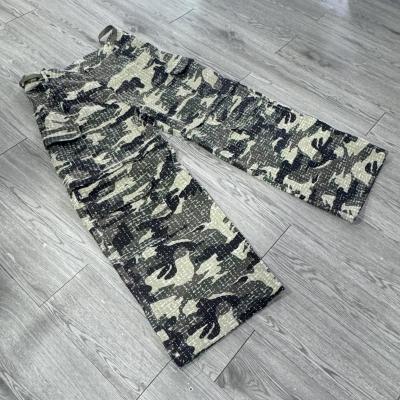China Hot Sale Streetwear Plus Size Camo Baggy Mens Sweatpants Custom Ripped Outdoor Camouflage Canvas Stacked Sweat Cargo Pants for sale