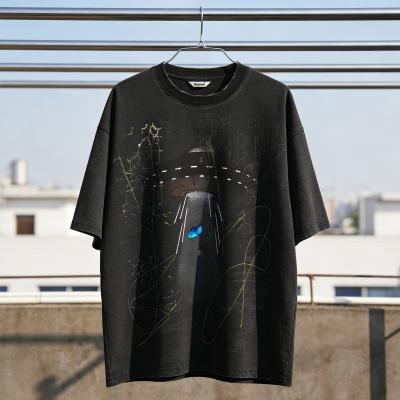 China 2026 New Trend Acid Wash Vintage Dropped Shoulder Tee Custom 100% Cotton Digital Printing 280g Shorts Sleeve Designer t Shirt for sale