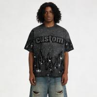 China Streetwear Rhinestone Quick-drying Spray Men's Tee Shirt Custom Glitter Summer Shorts Sleeve Retro Loose Fit T-shirt for Men for sale