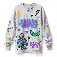 China Hip Hop Streetwear Cropped Printed Men's Long Sleeve T Shirt Manufacturer Custom Oversized Round Neck Cotton T-Shirt for Men for sale