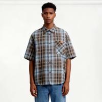 China Custom High Quality Fashionable Street Style Men's Plaid Shirt Manufacturer Summer Buttons Shorts Sleeve Fit Polo Flannel Shirts for sale