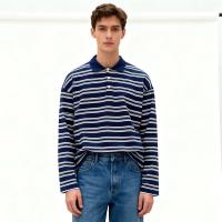 China Manufacturer Custom Stripe Cut Edge Black Blank Polo T-Shirt for Men Vintage Long Sleeve Cotton Stretch Polos Pour De Hombre for sale
