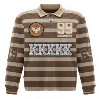 China Custom Long Sleeve Striped Polos T Shirts Hot Sale Manufacturer Waffle Knit Embroidery Printed logo Rugby Shirts Joggers for Men for sale